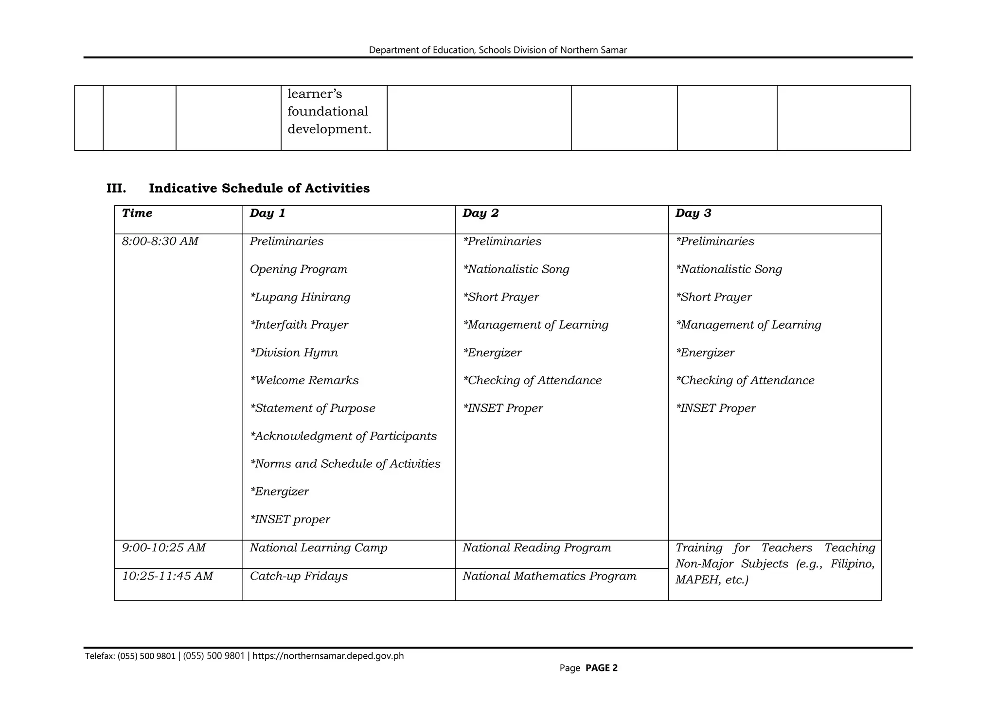 Sample Template for In-service training for teachers.docx
