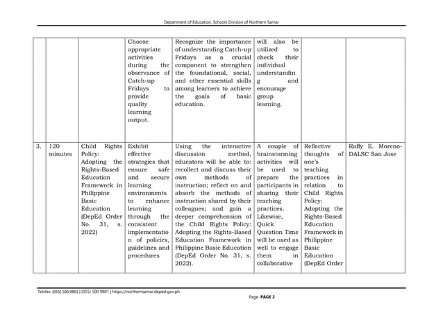 Sample Template for In-service training for teachers.docx ...