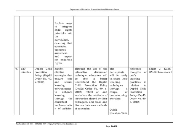 Sample Template for In-service training for teachers.docx ...
