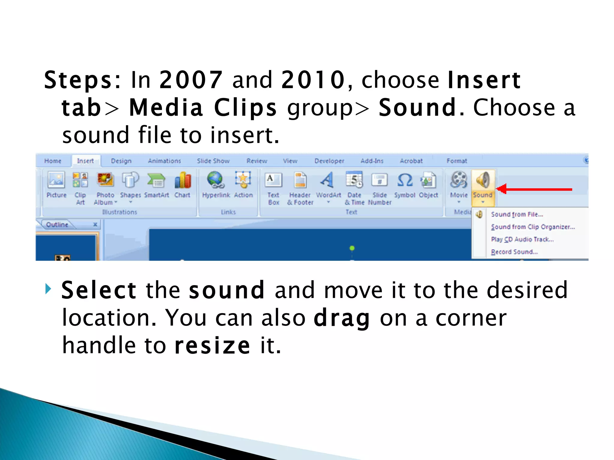 Inseting pictures and media clips | PPT