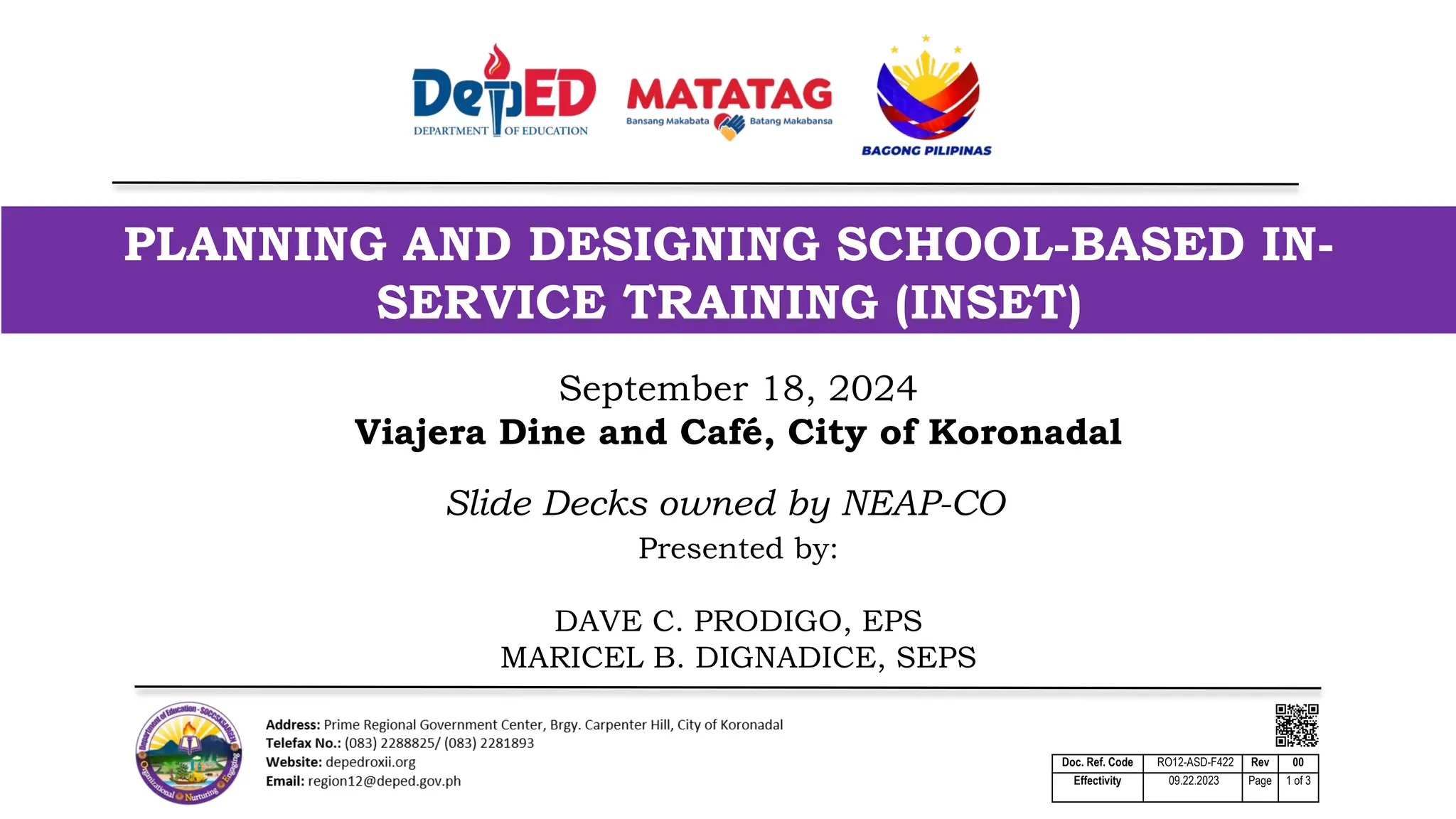 INSET PLANNING and DESIGNING of PD Programs | PPT
