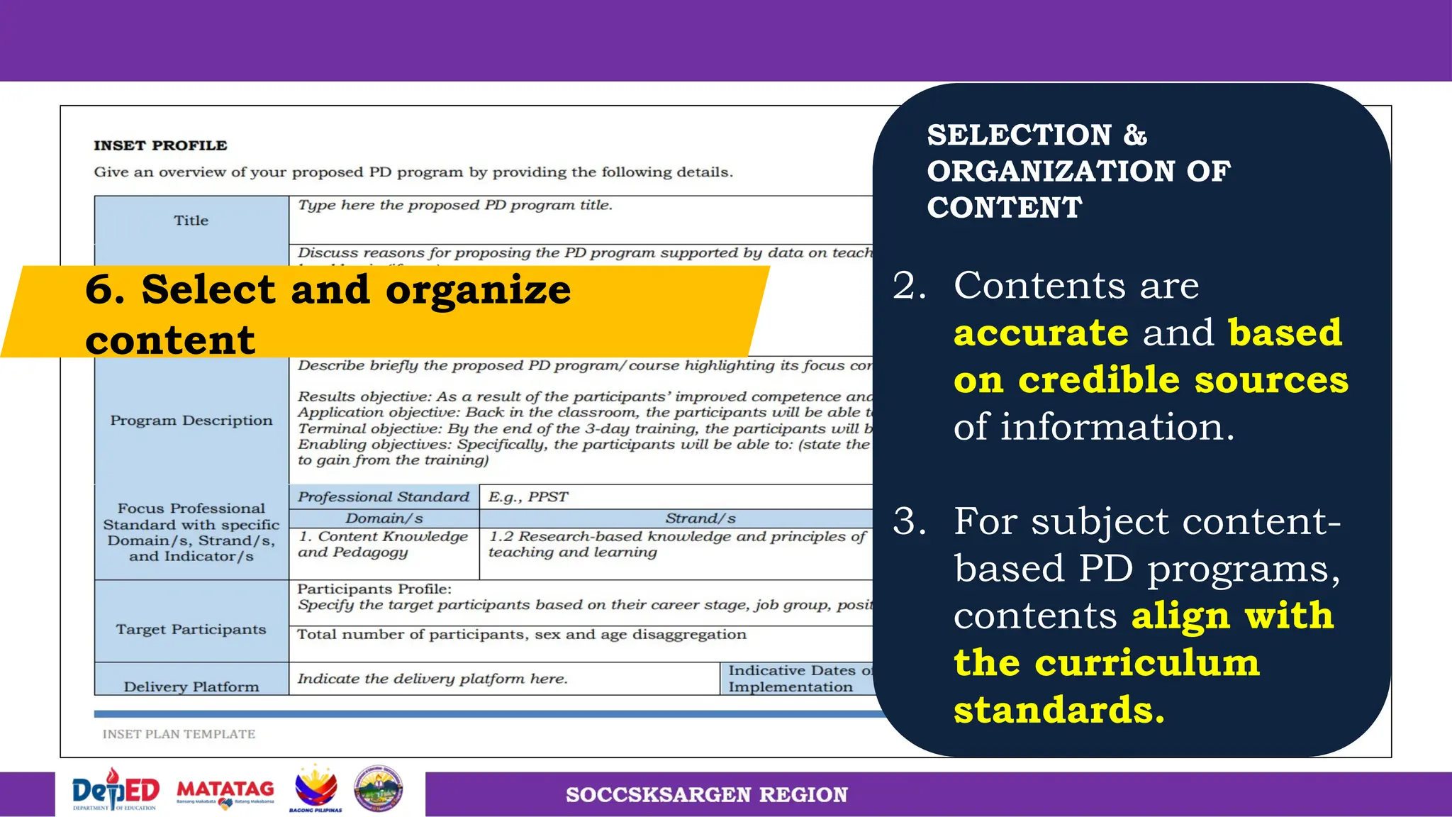 INSET PLANNING and DESIGNING of PD Programs | PPTX