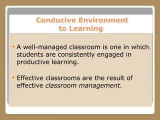Creating a Productive Learning Environment ppt | PPT