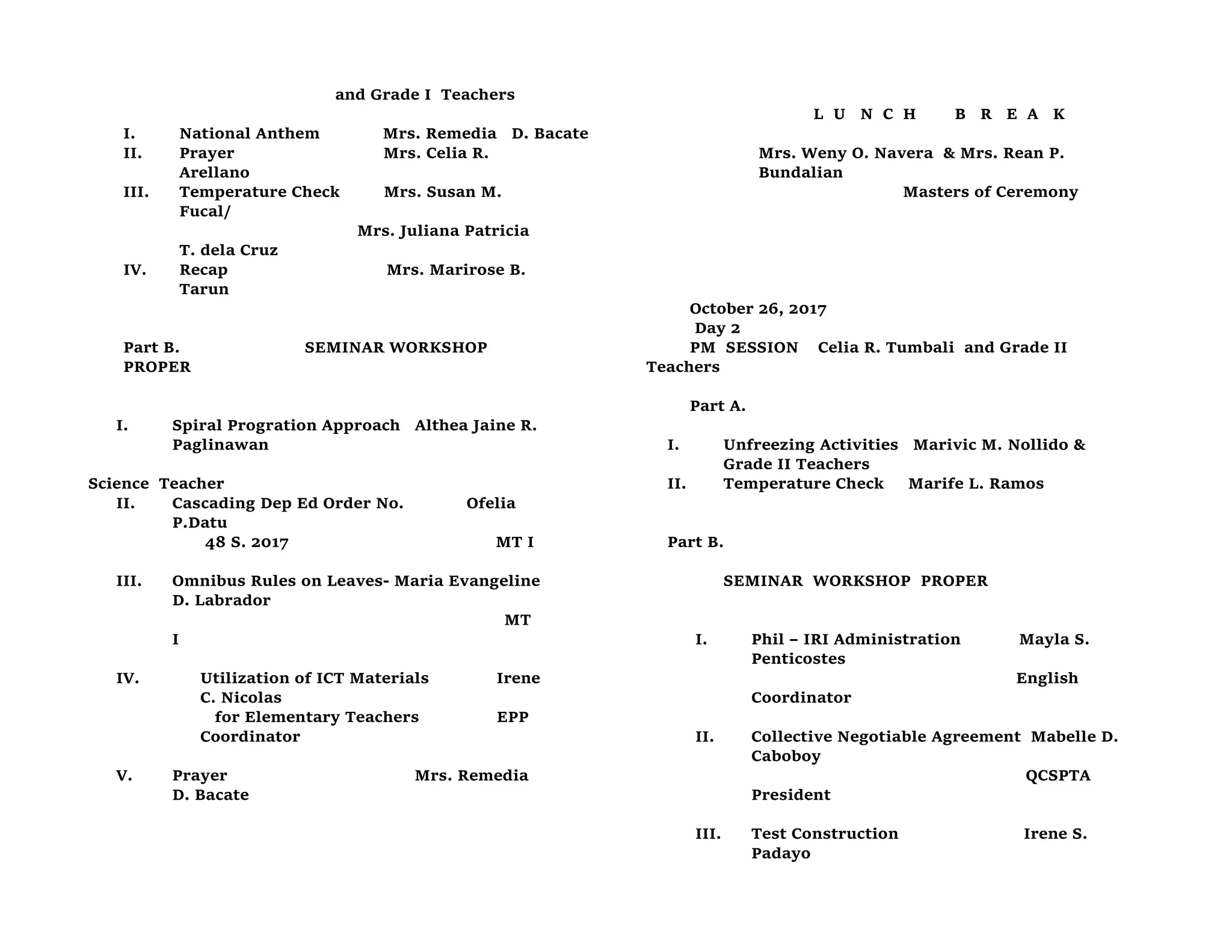 inset program sample school-based activity | DOCX