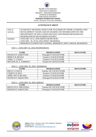 INSET Training Design and Matrix.docx