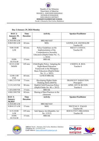 INSET Training Design and Matrix.docx | Educational Assessment | Education