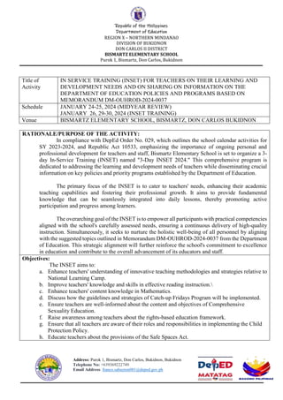 INSET Training Design and Matrix.docx