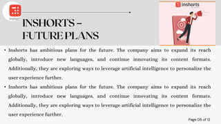 "InShorts: A Game-Changer in the Digital News Age" | PPTX