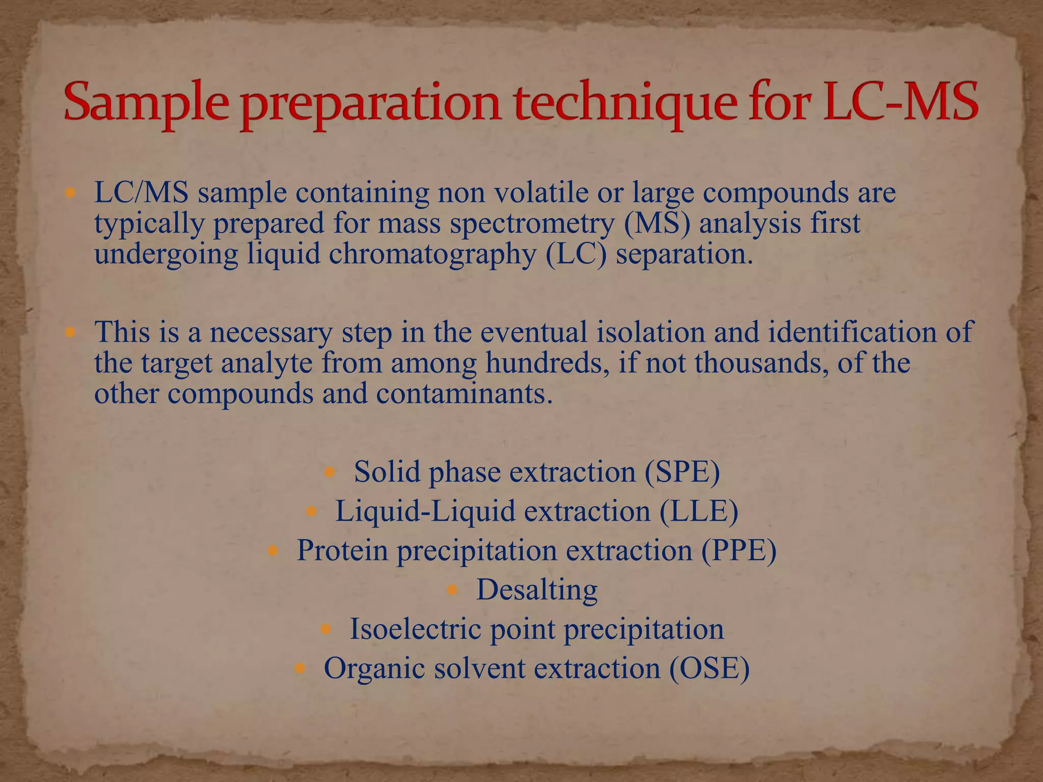 Sample preparation for Chromatography | PPTX