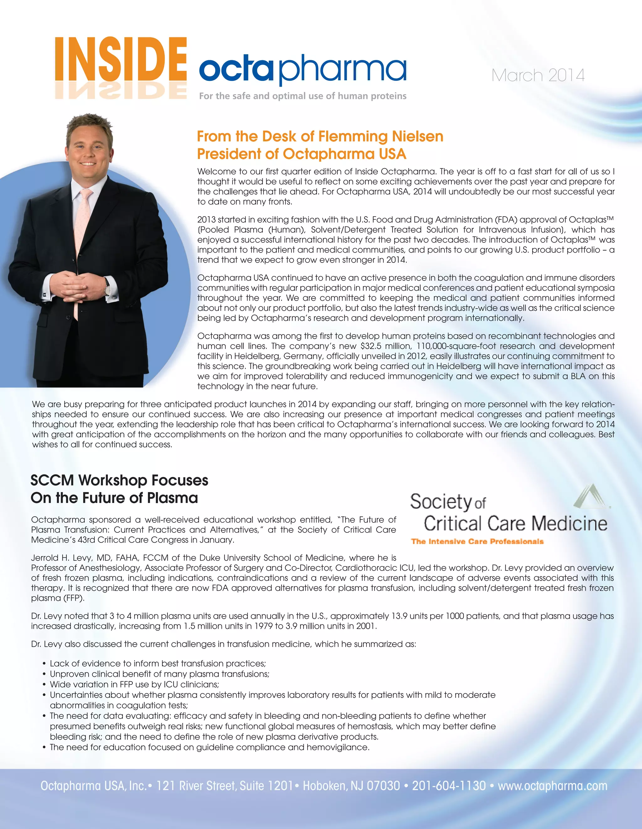 Octapharma Newsletter March 2014 | PDF