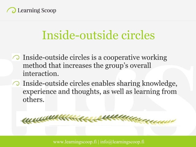 Scoopful of pedagogical tips for teachers - Inside-outside circles