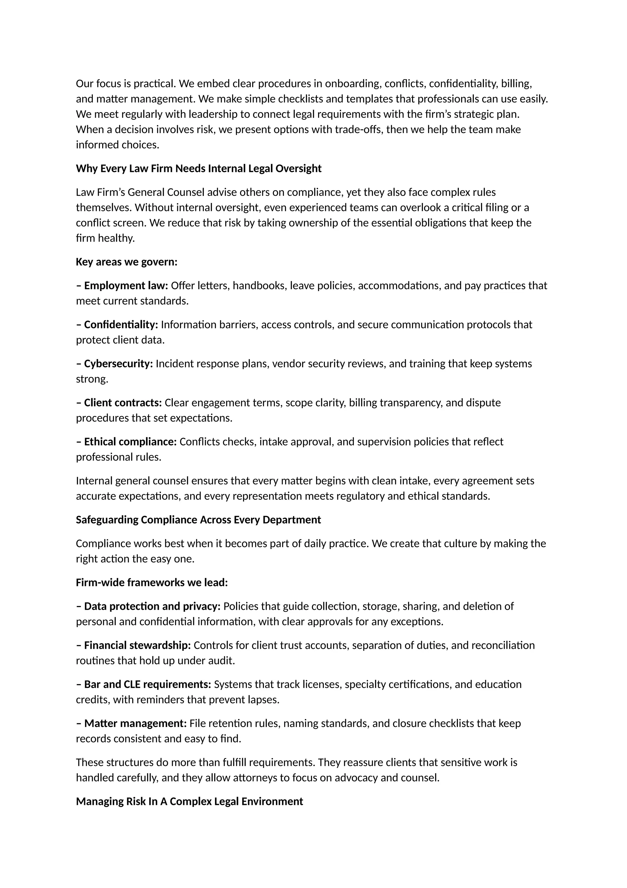 Inside A Law Firm’s General Counsel Role- Safeguarding Compliance And Reducing Risk.docx