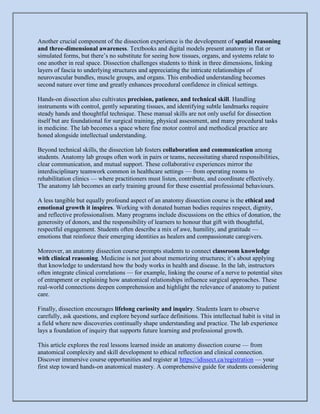 Inside an Anatomy Dissection Course: What Students Really Learn Beyond ...