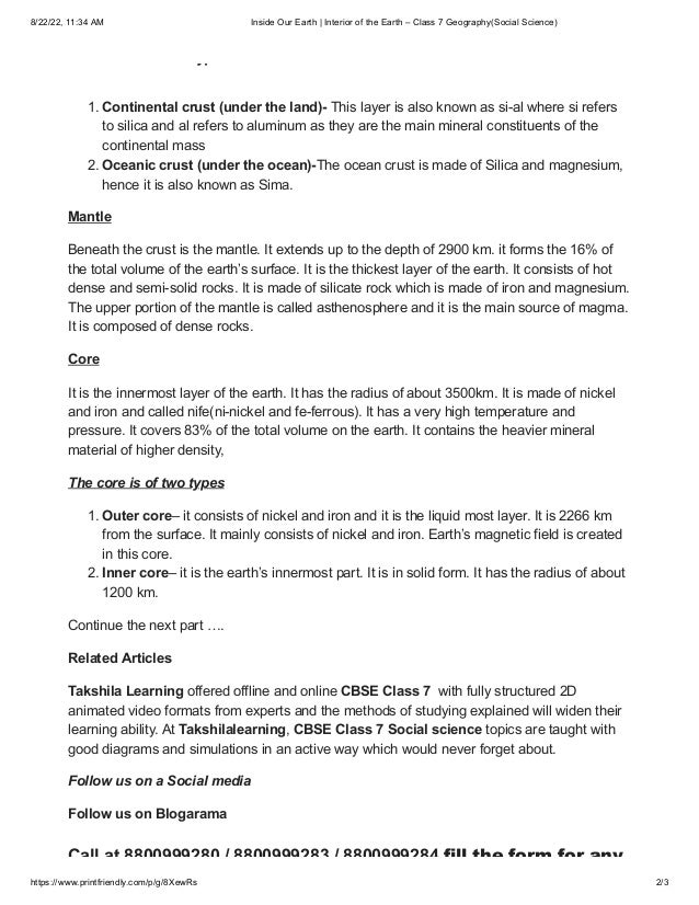 Inside Our Earth _ Interior of the Earth – Class 7 Geography(Social ...