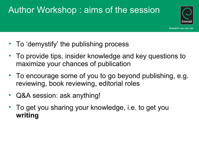 Insiders guide to getting published | PPT