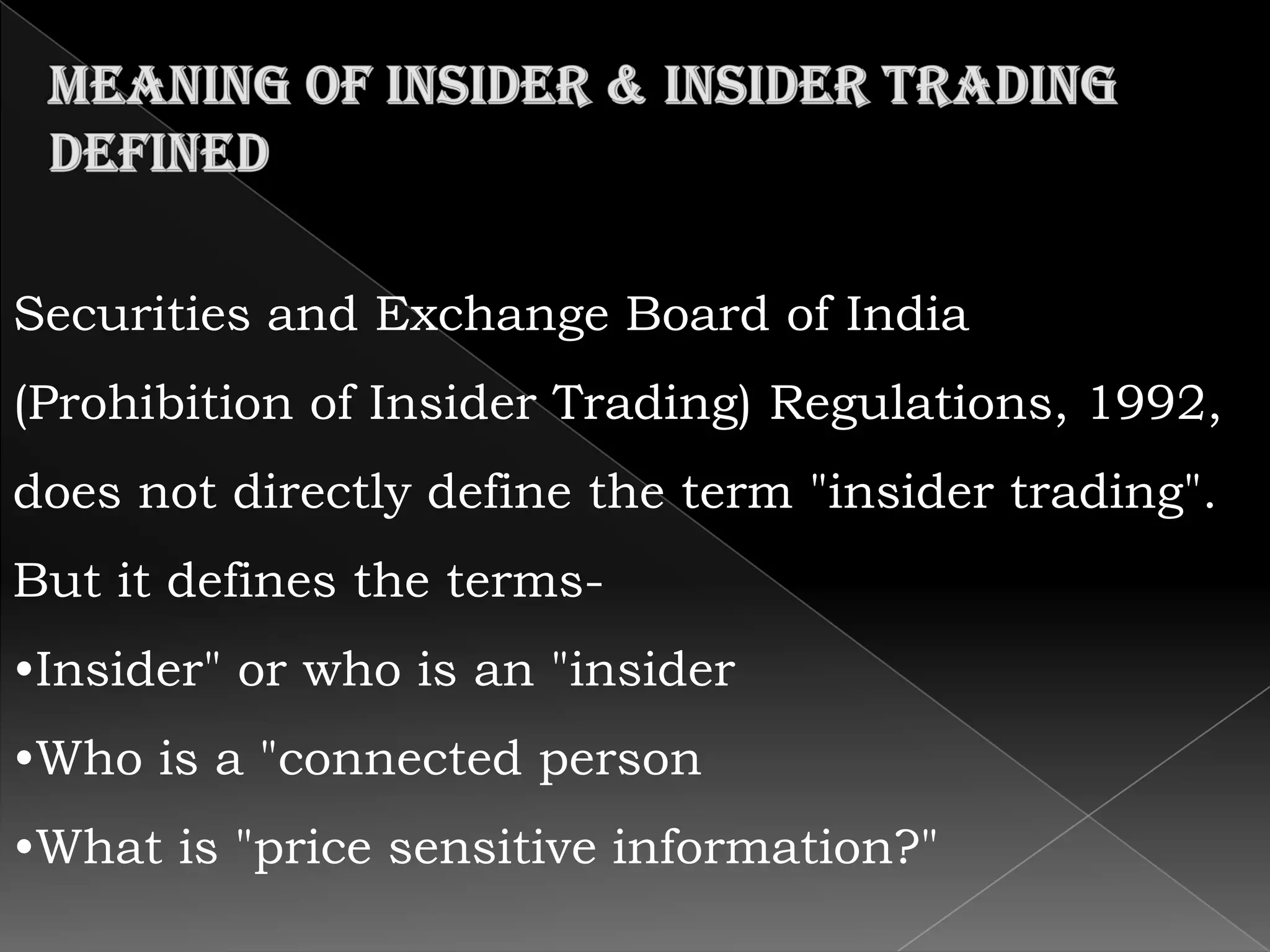 Insider trading | PPTX | Financial Regulation | Economy