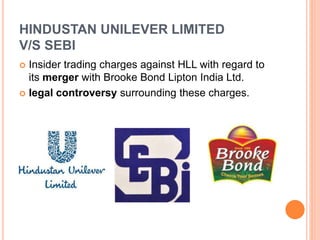 Insider trading ( case study : HLL v/s SEBI ) | PPTX