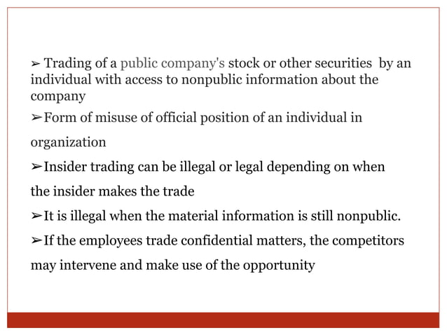 Insider trading | PPTX | Stocks and Bonds | Personal Investing