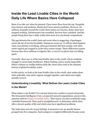 Inside the Least Livable Cities in the World_ Daily Life Where Basics ...