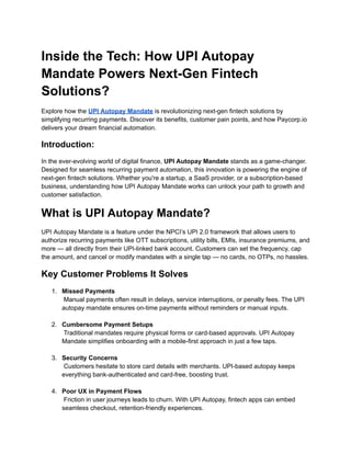Inside the Tech_ How UPI Autopay Mandate Powers Next-Gen Fintech ...