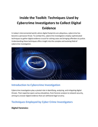 Inside the Toolkit: Techniques Used by Cybercrime Investigators to ...