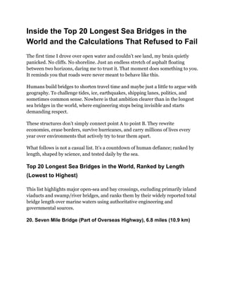 Inside the Top 20 Longest Sea Bridges in the World and the Calculations ...