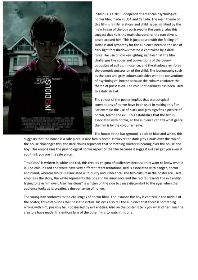 Insidious analysis | DOCX