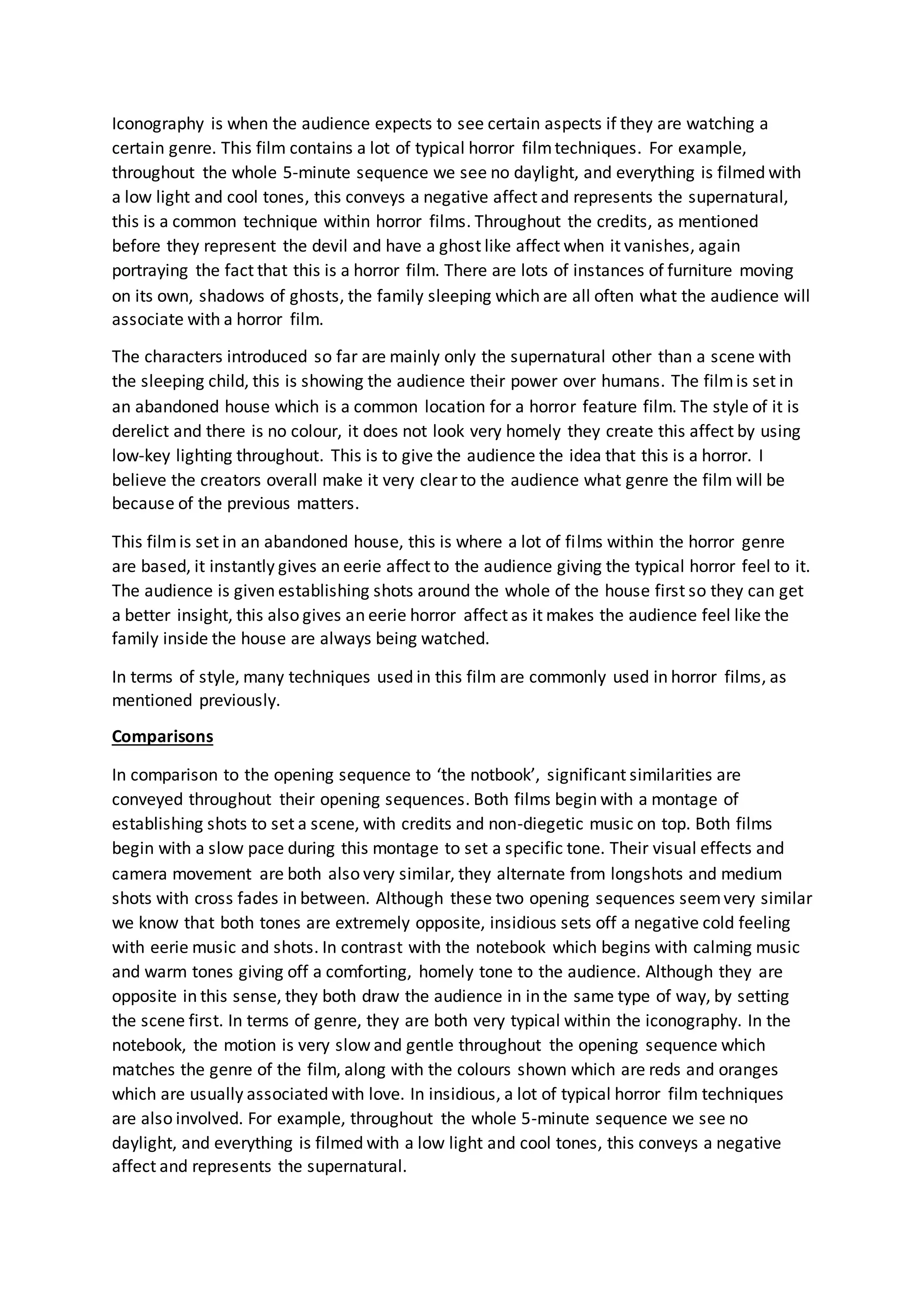 'Insidious' analysis (with comparison) | DOCX