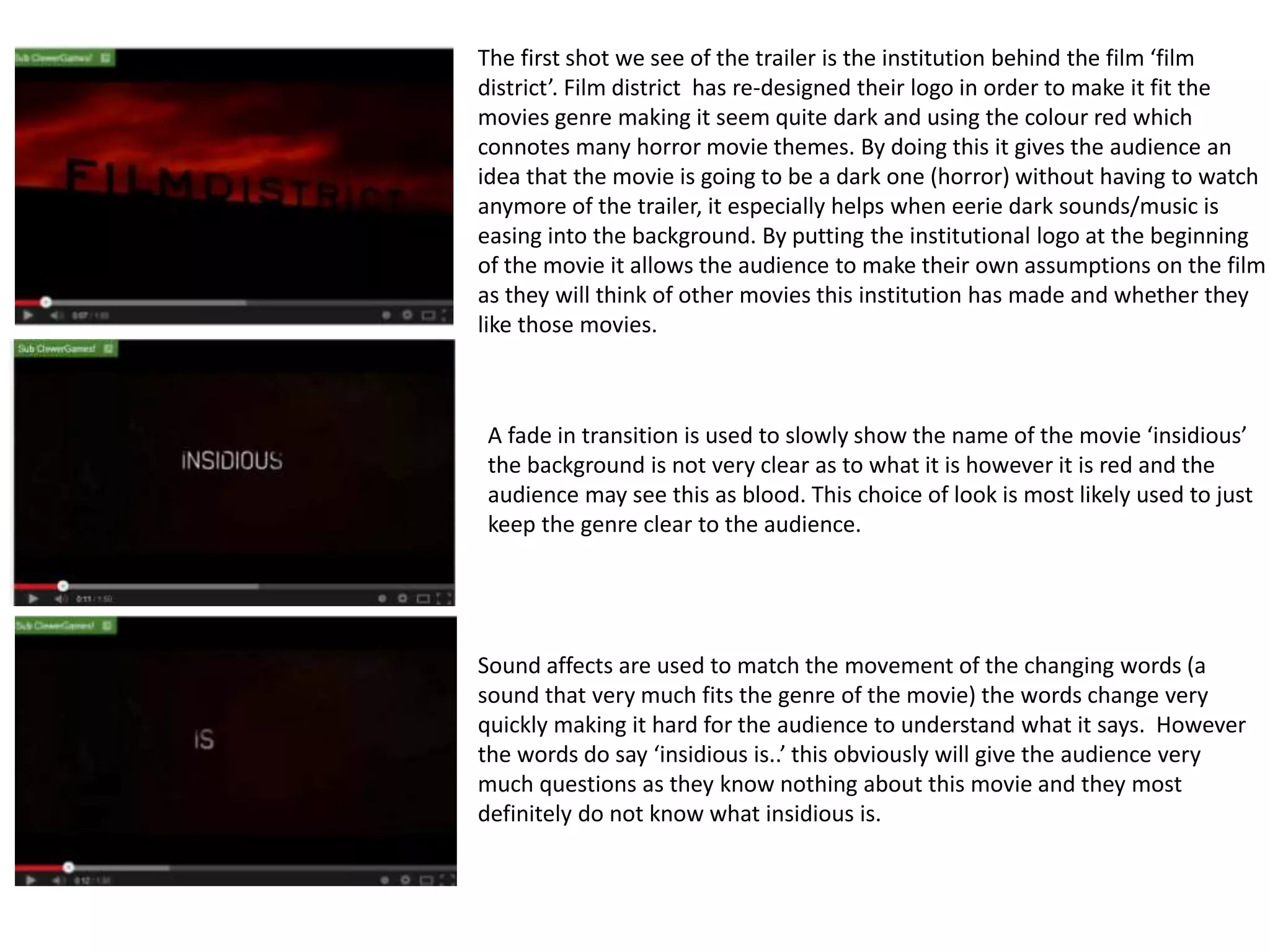 Insidious movie trailer analysis | PPT