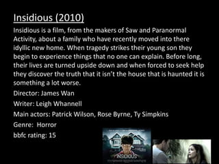 Insidious | PPTX | Horror | Genres
