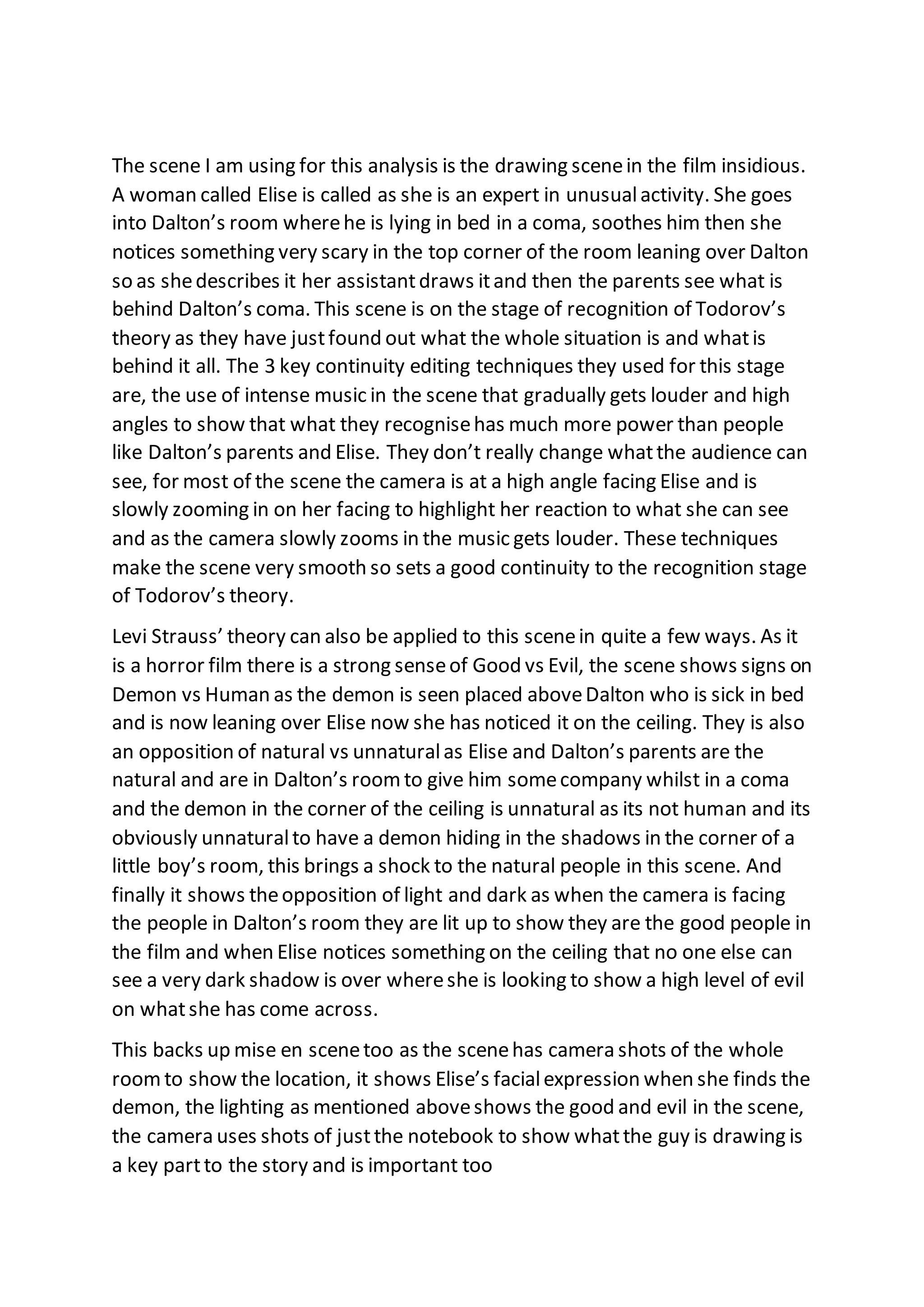 Insidious scene reflecting on theories and techniques | DOCX