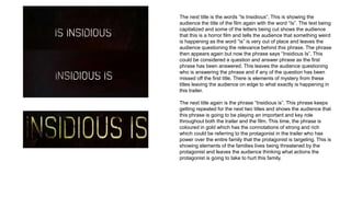 Insidious trailer titles | PPTX | Movies | Entertainment