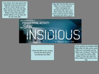 Insidious website analysis | PPT