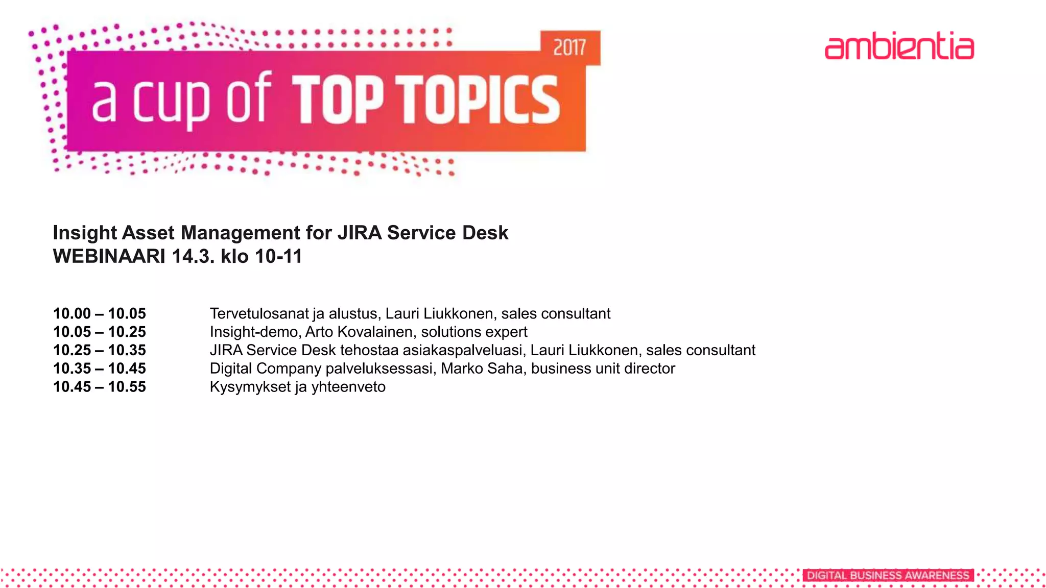 Insight Asset Management for JIRA Service Desk | PPT