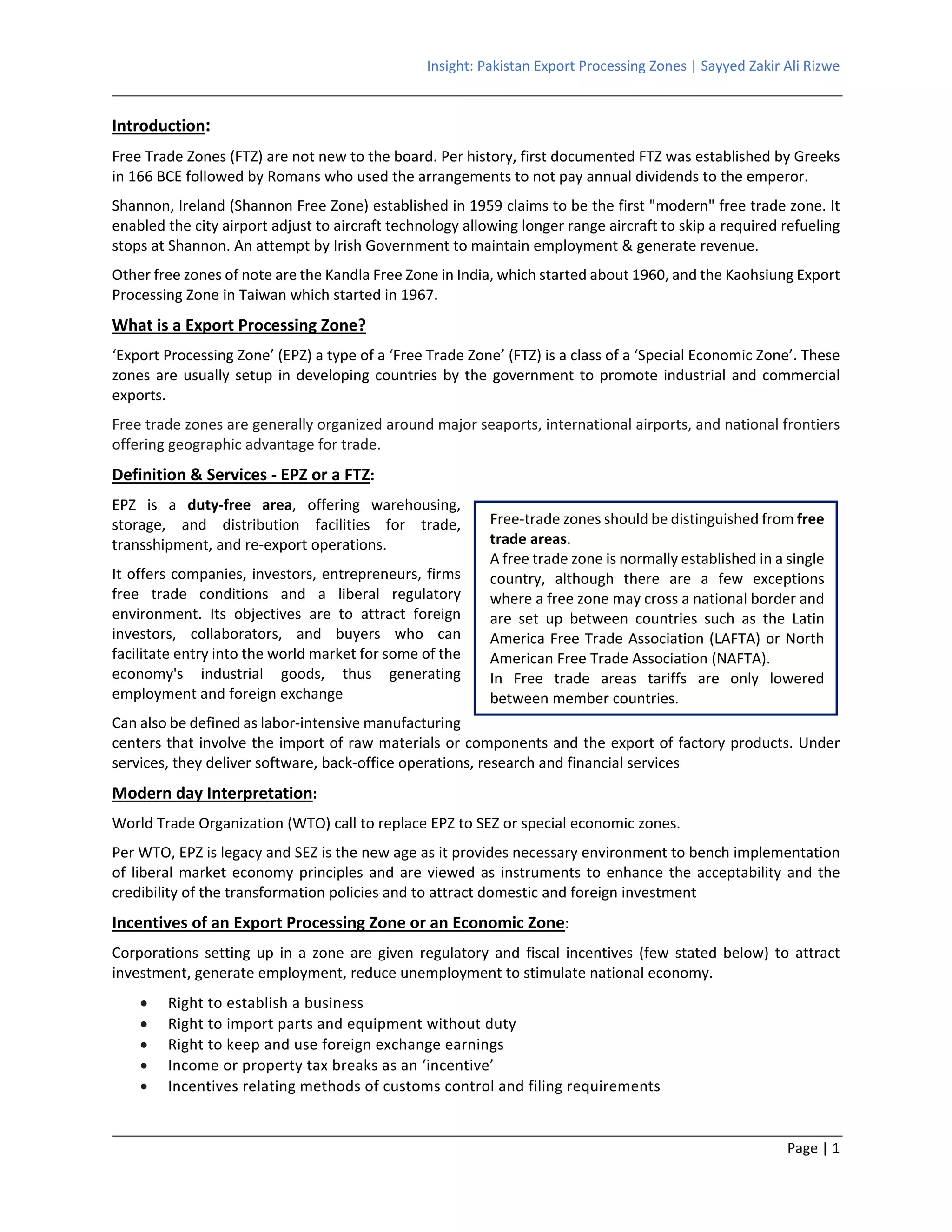 Pakistan Export Processing Zones | PDF