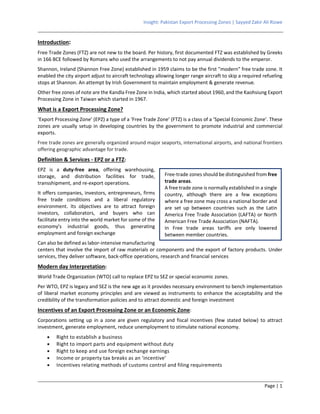 Pakistan Export Processing Zones | PDF