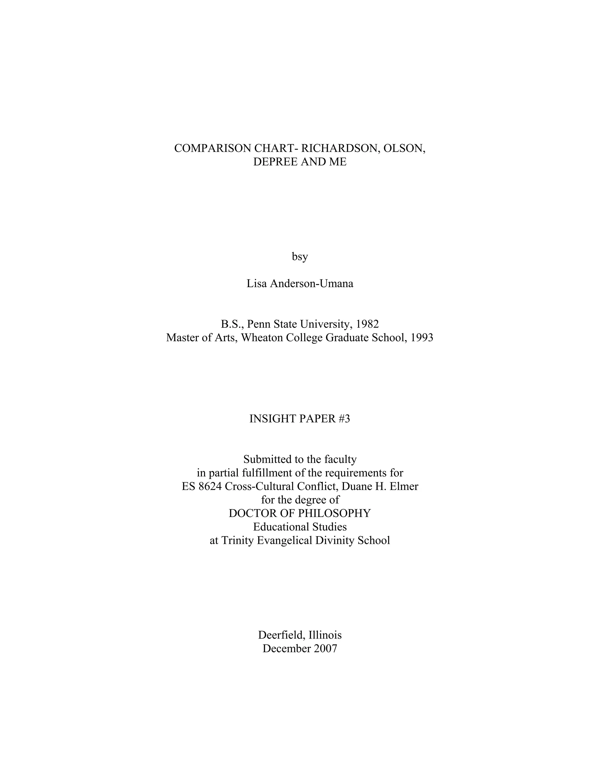 Insight Paper Comparison Chart Richardson, Brutcho, Spring Wind | PDF