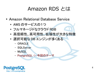 はじめてのAmazon RDS for PostgreSQL | PPT