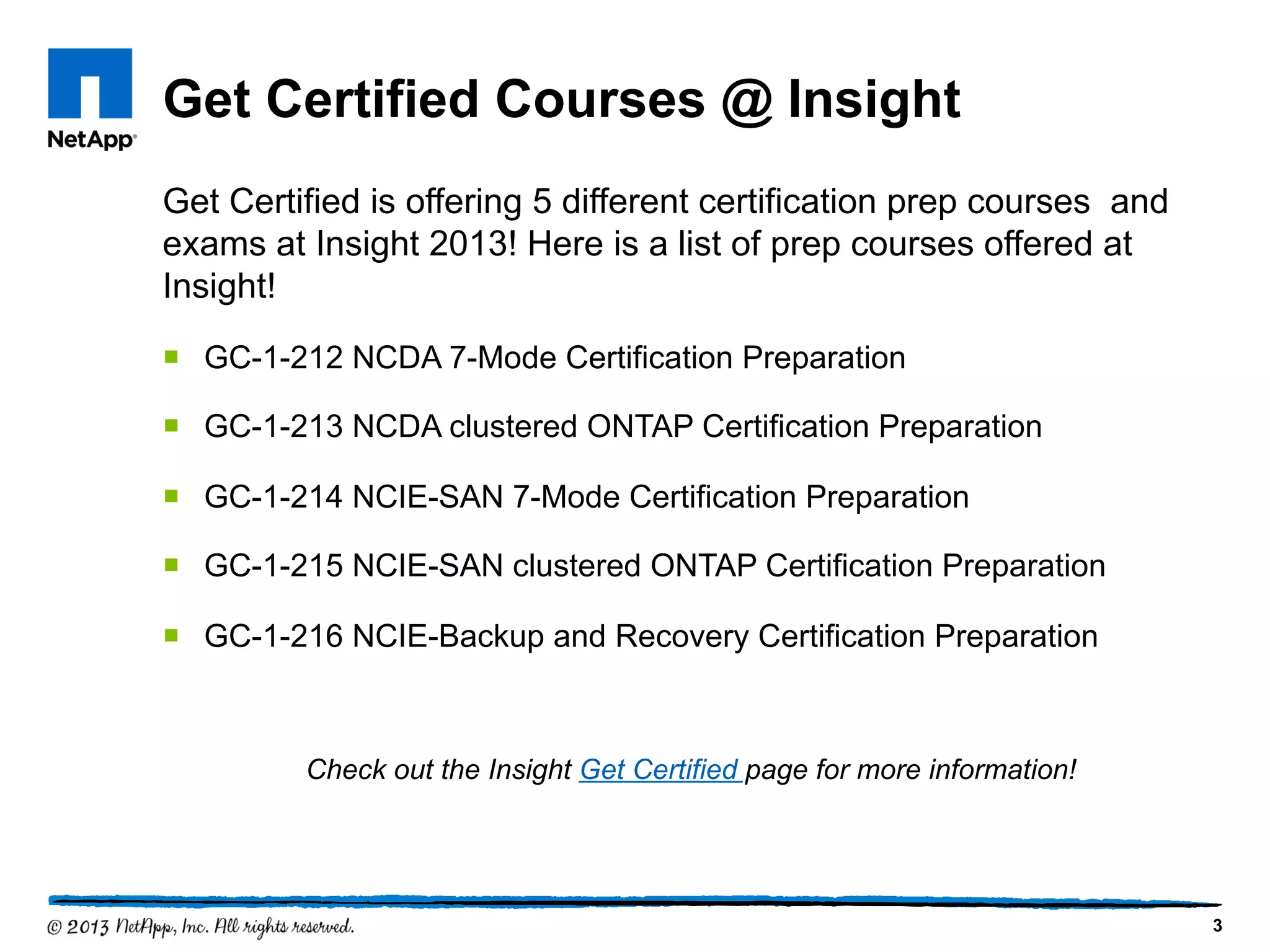NetApp Insight 2013 Activities & Track Leaders | PDF