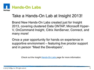 NetApp Insight 2013 Activities & Track Leaders | PDF