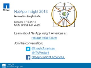 NetApp Insight 2013 Activities & Track Leaders | PDF
