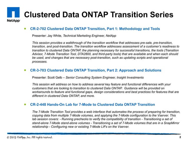 NetApp Insight 2013 Sessions | PDF