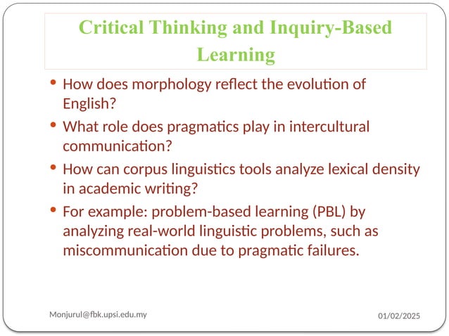 Insight for Teaching English Linguistics in the classroom .pptx