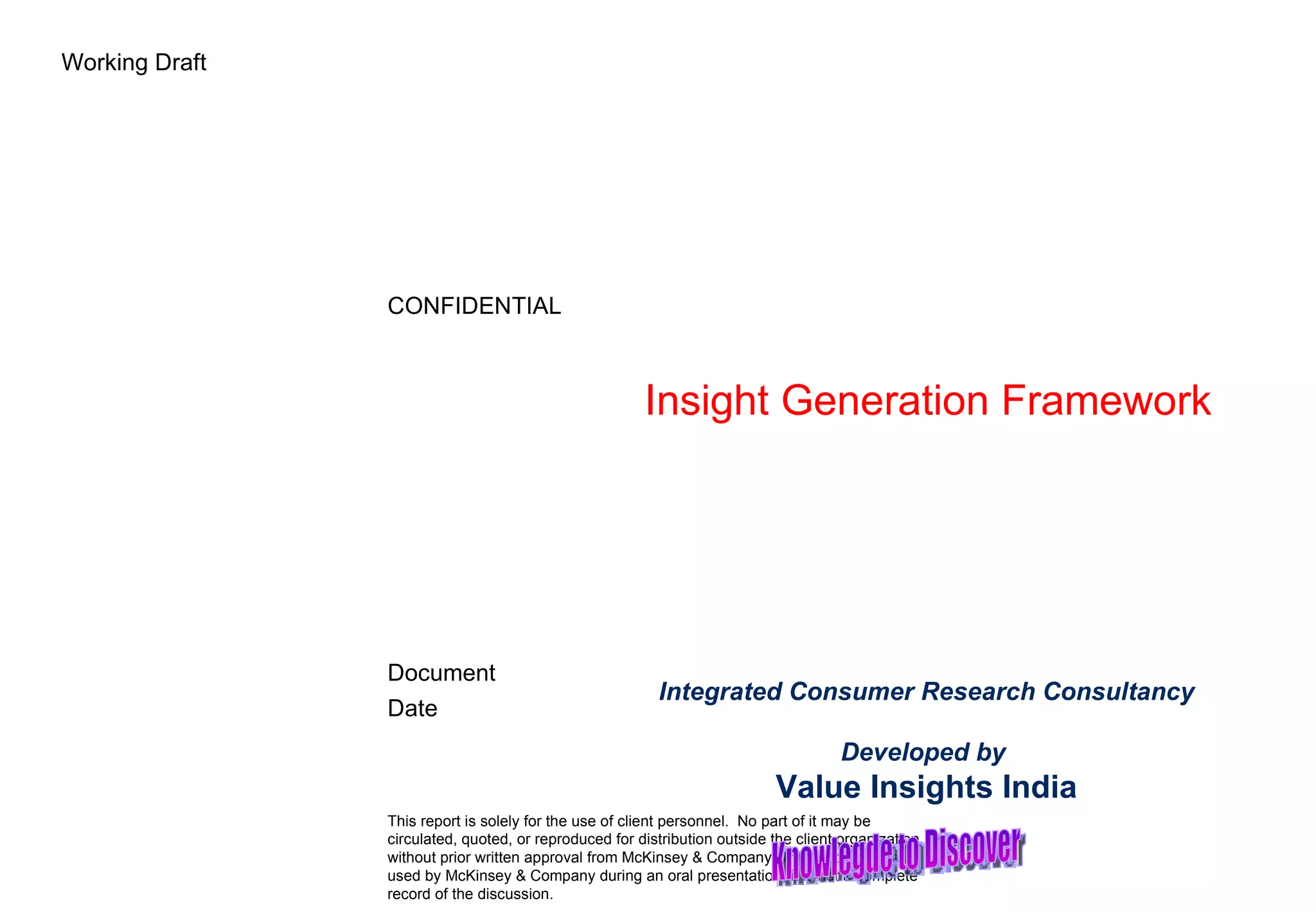 Insight Generation Framework V 5 Value Insights India | PPT