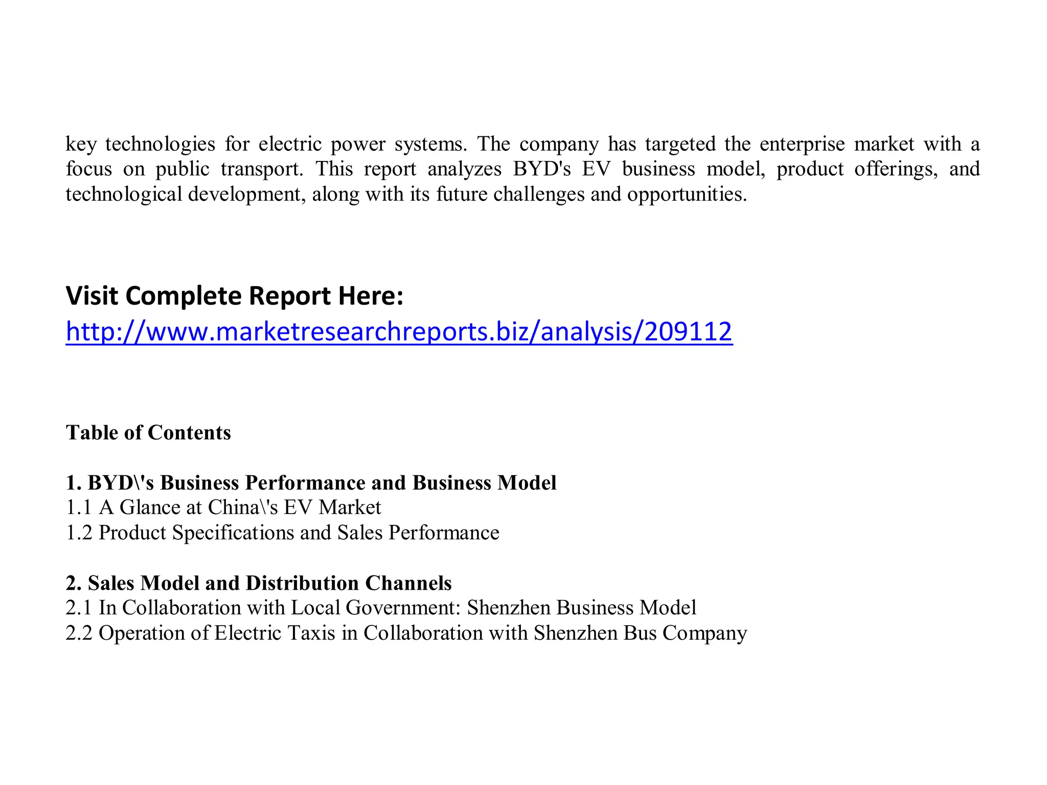 MRRBIZ: Insight into BYD`s Electric Vehicle Business Model | PDF