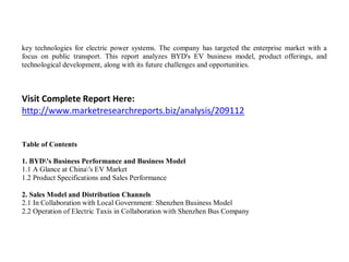 MRRBIZ: Insight into BYD`s Electric Vehicle Business Model | PDF