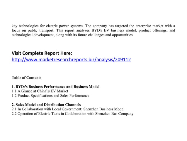 MRRBIZ: Insight into BYD`s Electric Vehicle Business Model | PDF