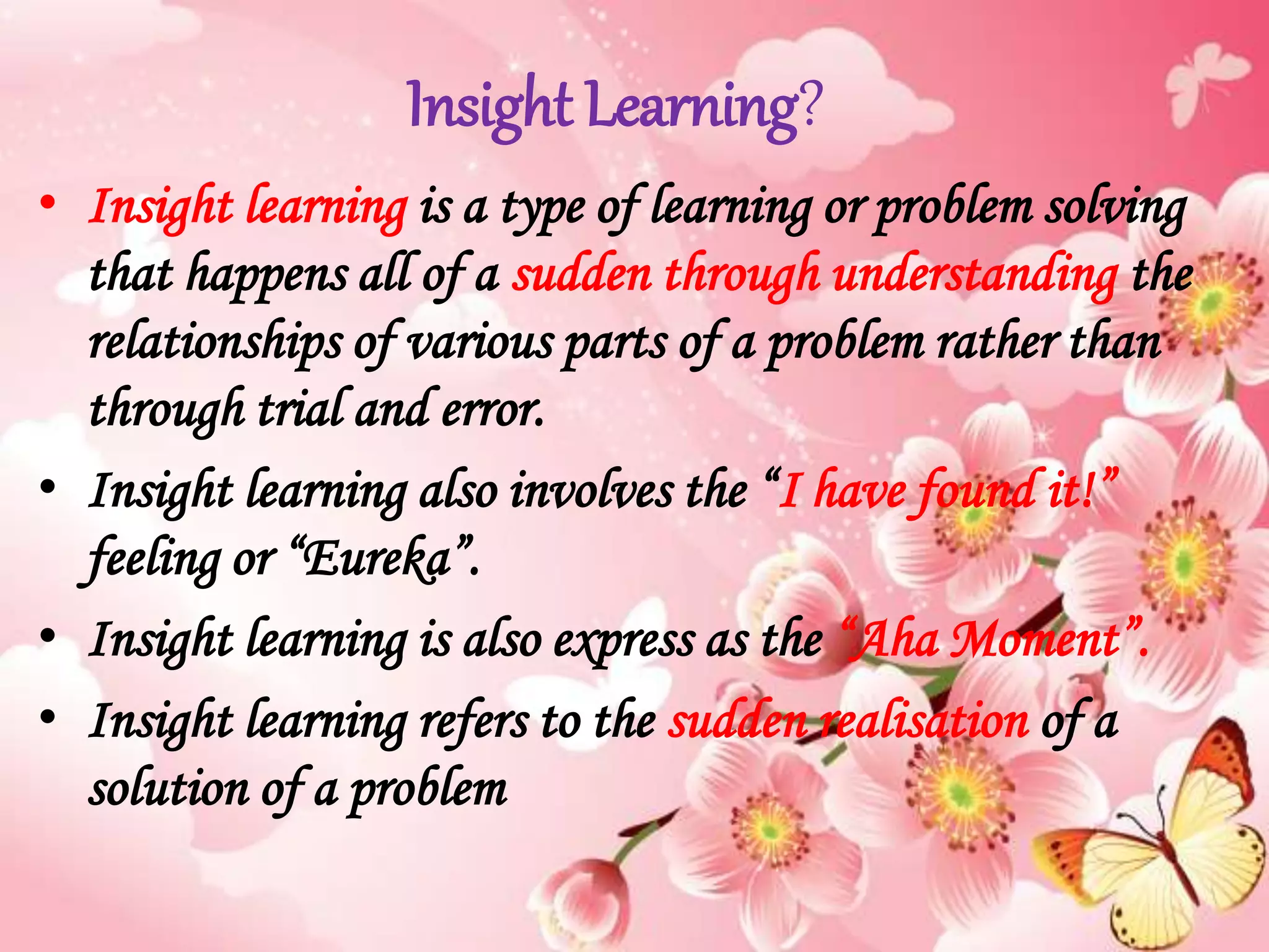 Insight learning kohler | PPTX