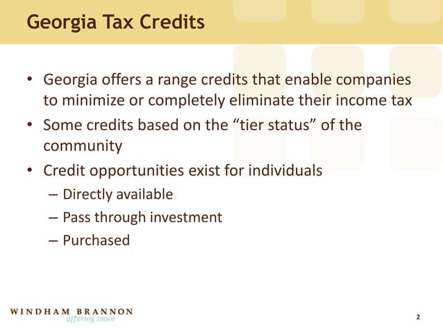 Georgia Tax Credits - Tim Clancy | PPTX