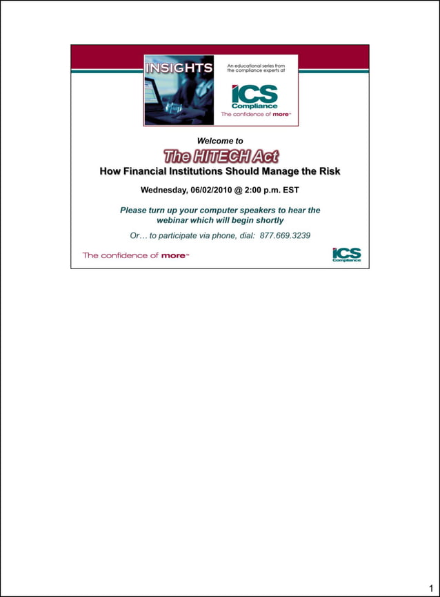 HITECH Act Risks with ICS Compliance_June 2010 | PDF